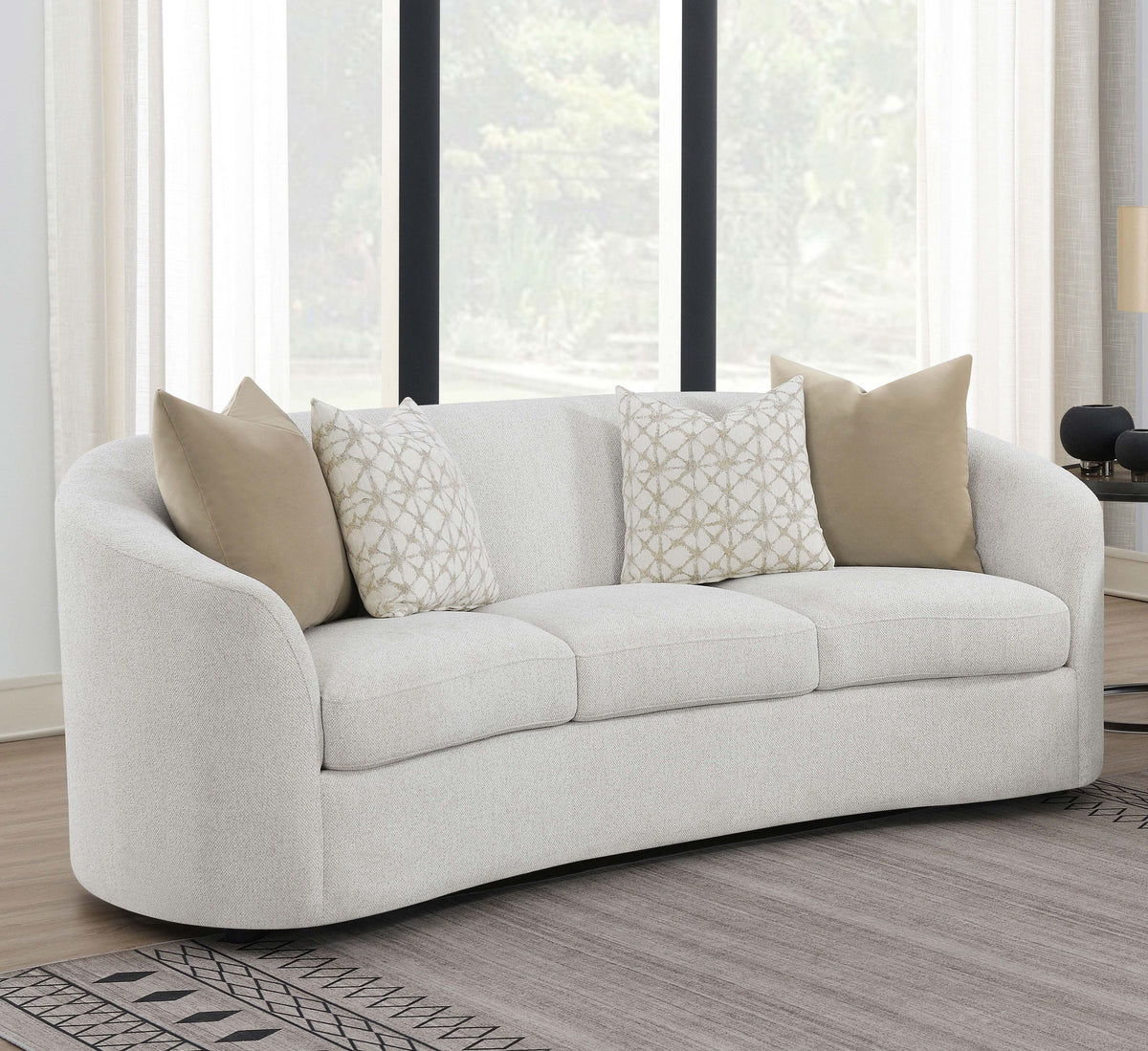 Rainn Upholstered Tight Back Sofa Latte | Valeri Furniture & Blinds ...